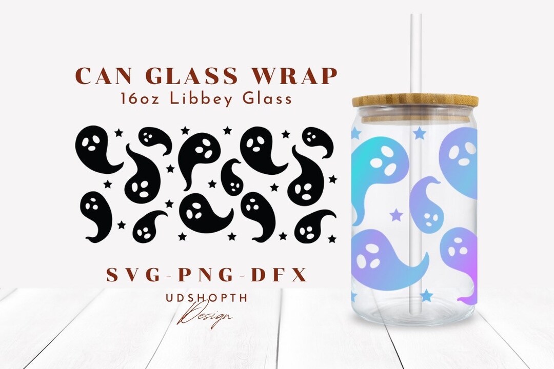 Ghost Svg, Spooky Vibes SVG, 16oz Libbey Can Glass Wrap Svg, Halloween ...