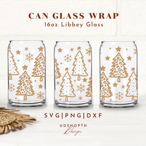 Christmas Tree Leopard Can Glass Svg, 16oz Libbey Full Wrap Svg, Pink ...