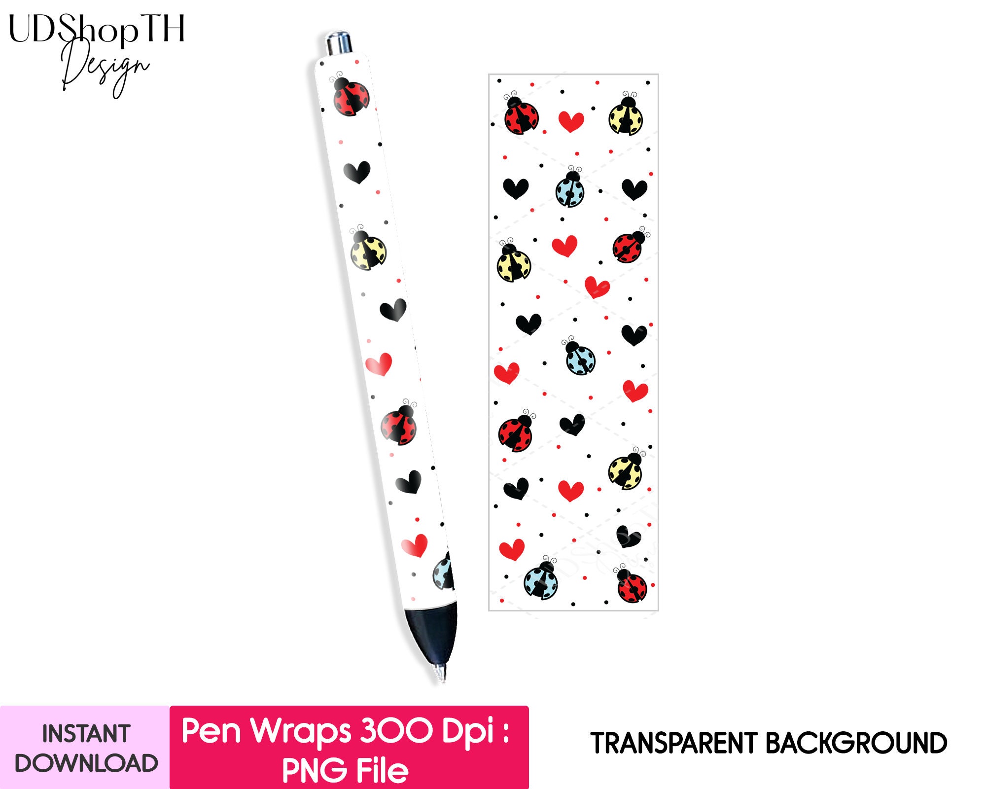 Lady bug Pen Wrap PNGLady Bug PNGLove bug Pen | Etsy