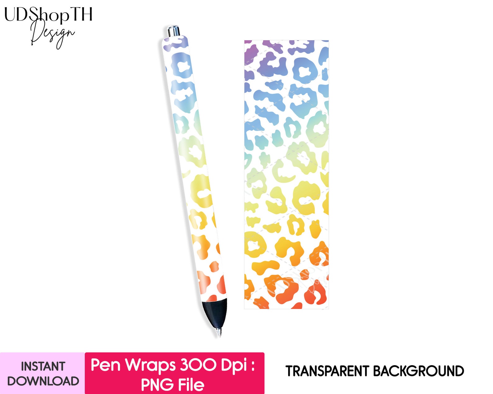Rainbow Leopard Pen Wraps, Leopard Pastel Pen Wrap, Leopard Pen Wrap ...