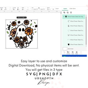 Ghost Flower Svg, Halloween Glass Can Svg, 16oz Libbey Can Glass Svg ...