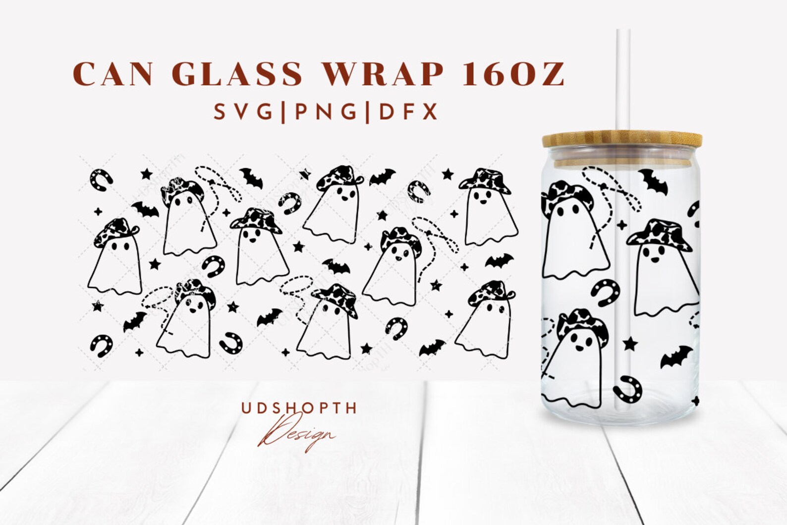 Ghost Cowboy Svg for Libbey Can Glass 16ozhalloween Can Glass - Etsy