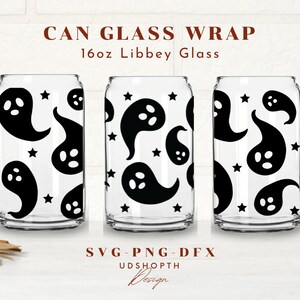 Ghost Svg, Spooky Vibes SVG, 16oz Libbey Can Glass Wrap Svg, Halloween ...