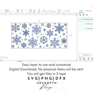 Winter Snowflake Christmas Can Glass Svg, 16oz Libbey Full Wrap Svg ...