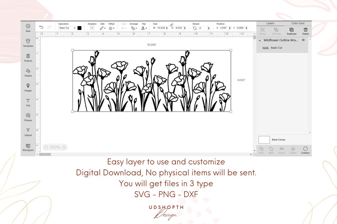 Wildflowers for Libbey Glass Svg Line Flowers Svg 16oz - Etsy