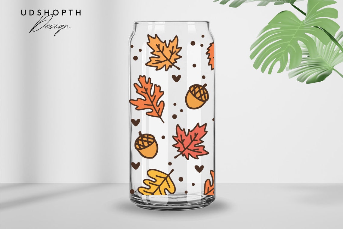 Autumn Leaves Can Glass Svg, 20oz Libbey Full Wrap Svg, Fall Season Svg ...