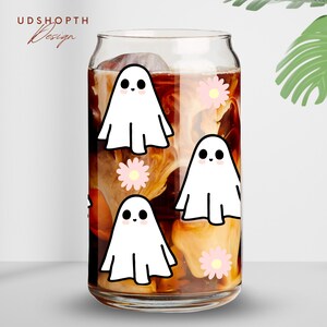 Ghost Flower Svg, Pastel Halloween Svg, 16oz Libbey Can Glass Svg ...