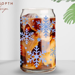 Winter Snowflake Christmas Can Glass Svg, 16oz Libbey Full Wrap Svg ...