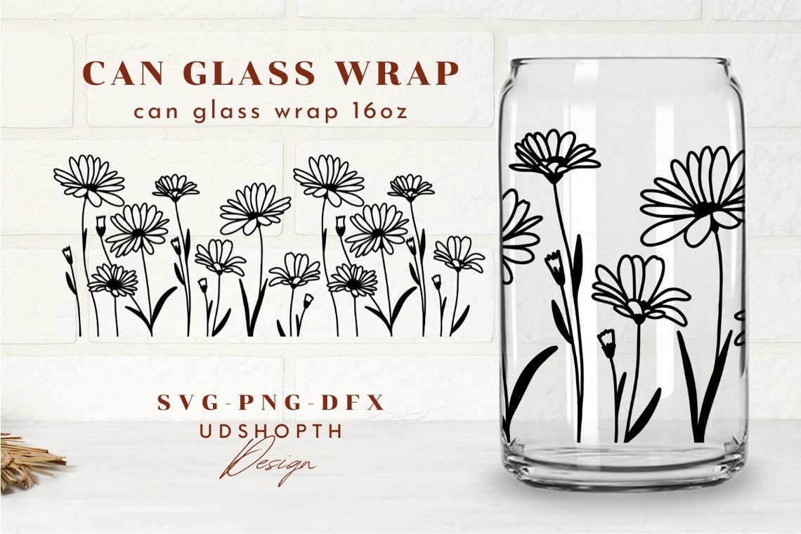 Wild Flowers for Libbey Glass Svg Line Flowers Svg 16oz - Etsy