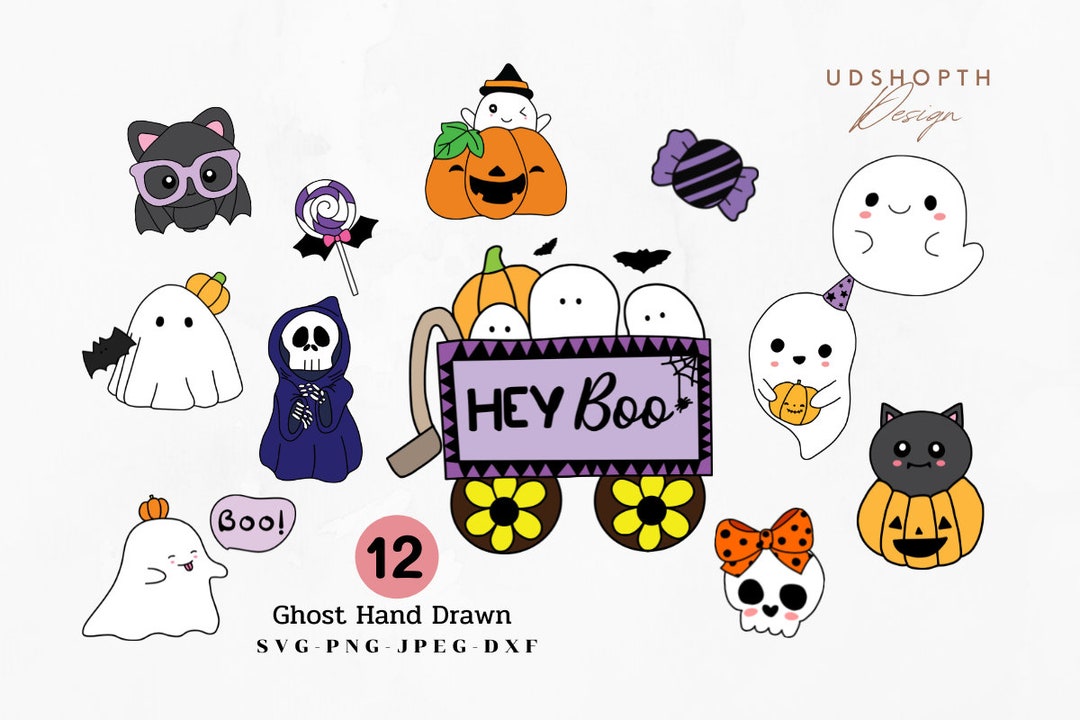 Cute Ghost Svg, Ghost SVG, Boo Svg, Hey Boo SVG, Halloween Svg, Spooky ...