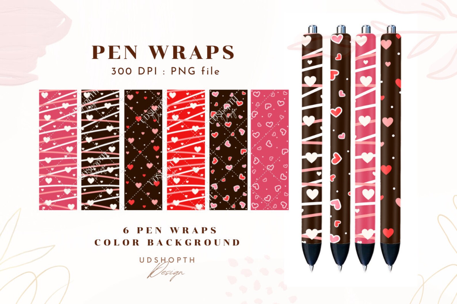 Valentines Pen Wraps Pen Wrap PNG Valentines Day Bundle - Etsy