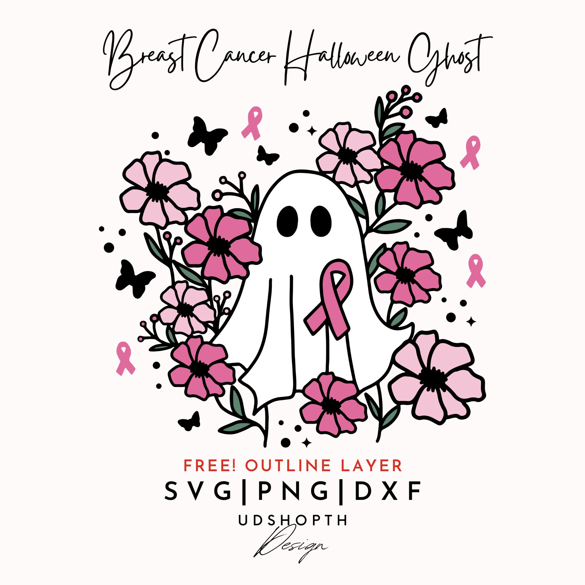 Breast Cancer Halloween Ghost Svg, Pink Ghost Png, Breast Cancer Svg ...