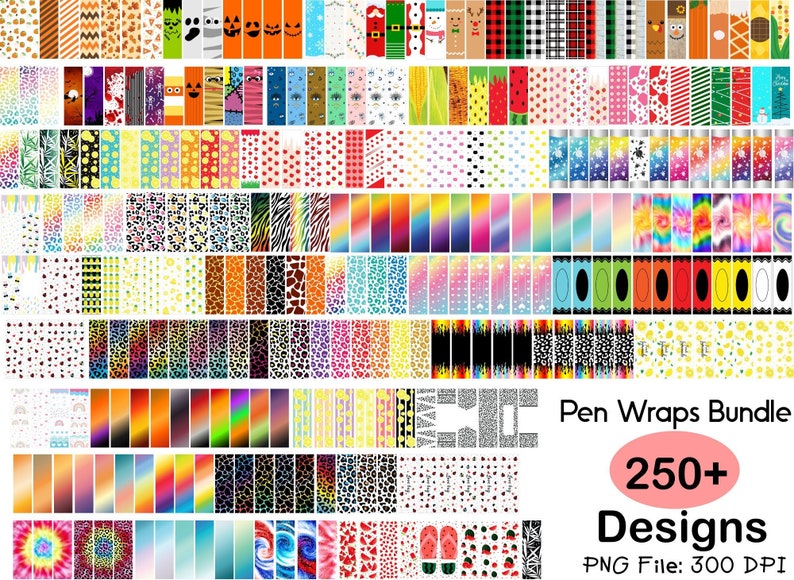 Pen Wrap Bundle PNG Glitter Waterslide Glitter Pen Patterns - Etsy