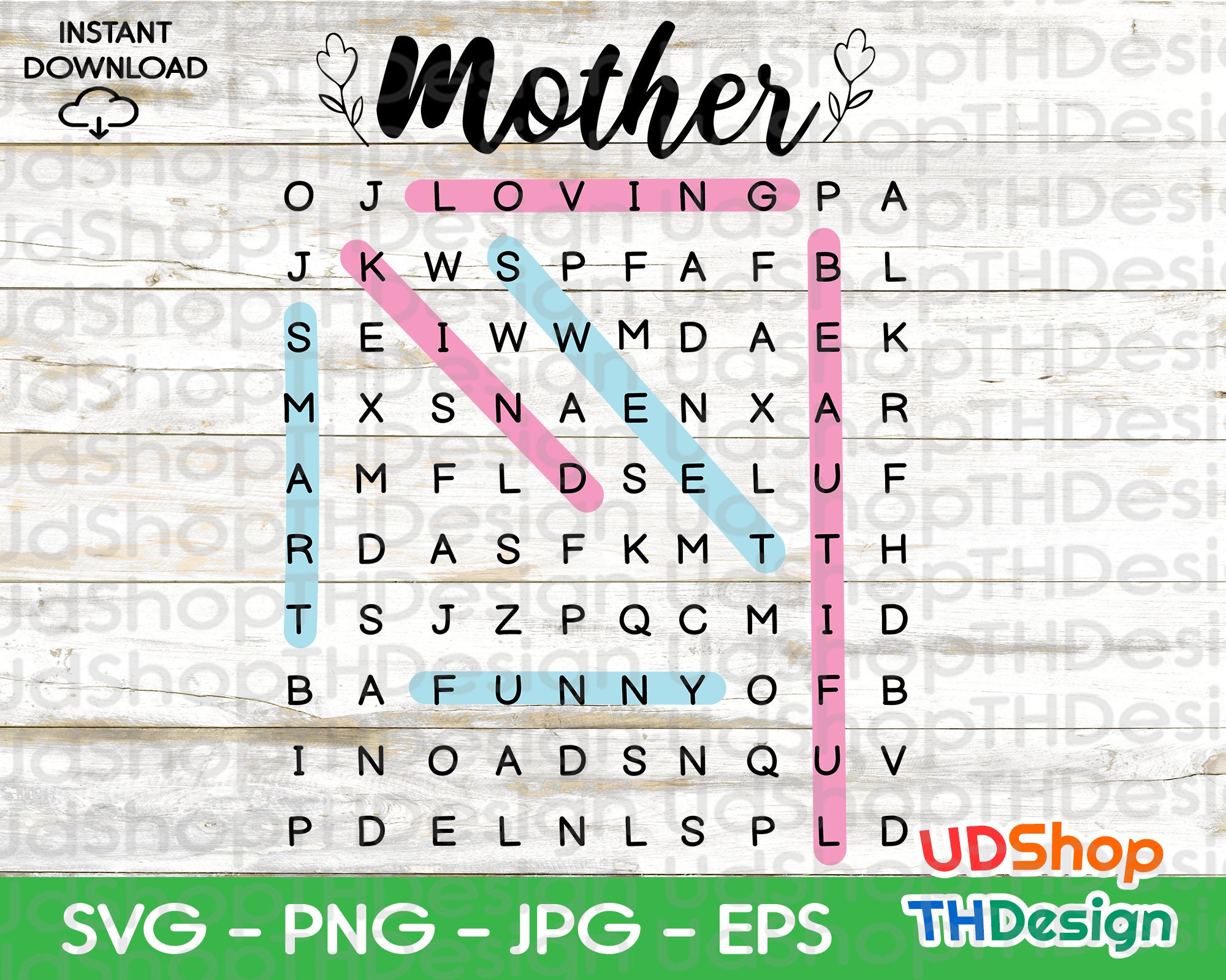 Mother's Day Word Search Sign SVG Mother Word Search Sign | Etsy