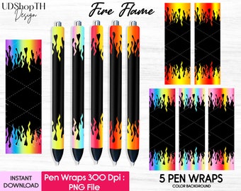 Fire Flame Pen Wrap, Burning Flame Pen Wrap, Pastel Leopard Pen Wrap ...