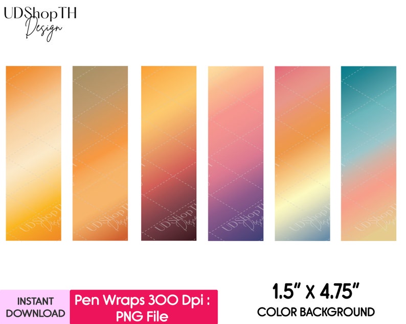 Sunset Ombre Pen Wraps, Sunset Pen Wraps, Sunset Color Gradient Pen ...