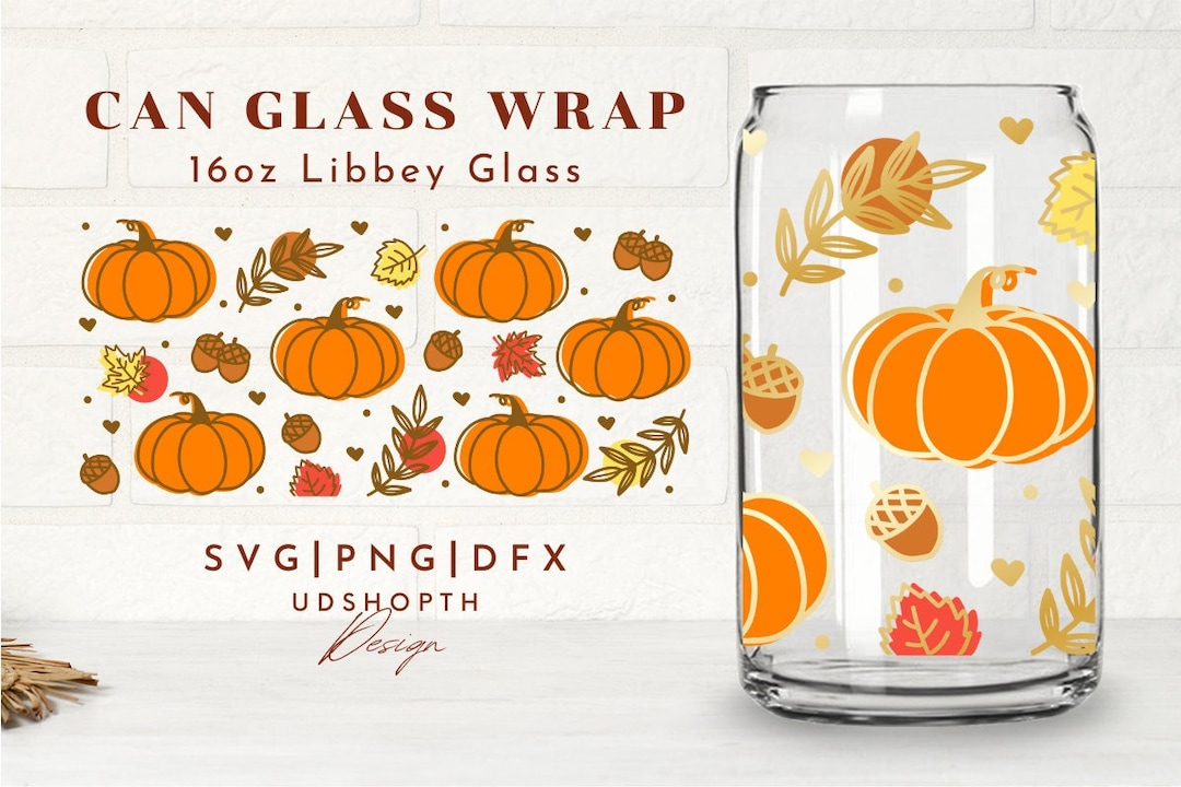 Pumpkins Beer Can Glass, Fall Beer Can Glass, 16oz Libbey Full Wrap ...