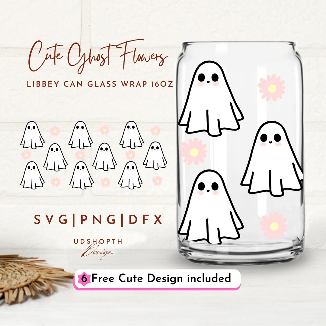 Ghost Flower Svg, Pastel Halloween Svg, 16oz Libbey Can Glass Svg ...