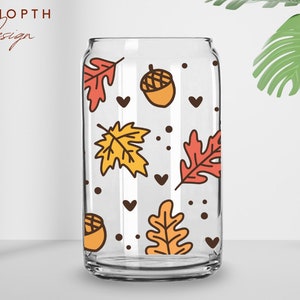 Autumn Leaves Can Glass Svg, 16oz Libbey Full Wrap Svg, Fall Season Svg ...