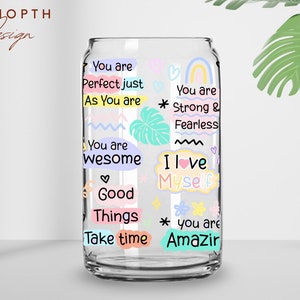 Cup of Positivity Png, 16oz Libbey Glass Can Png File Cup Wrap, Self ...