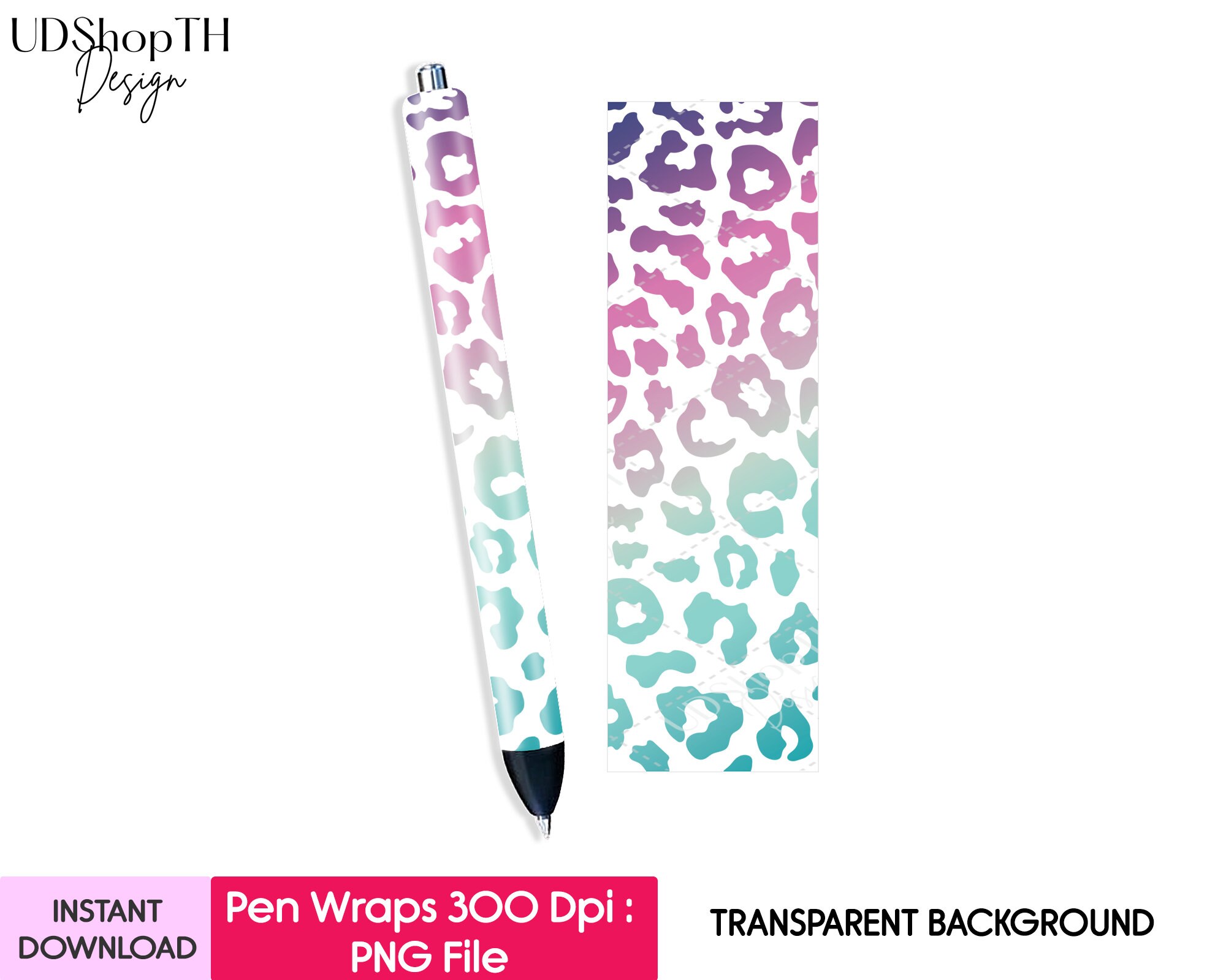 Rainbow Leopard Pen Wraps Leopard Pastel Pen Wrap Leopard - Etsy