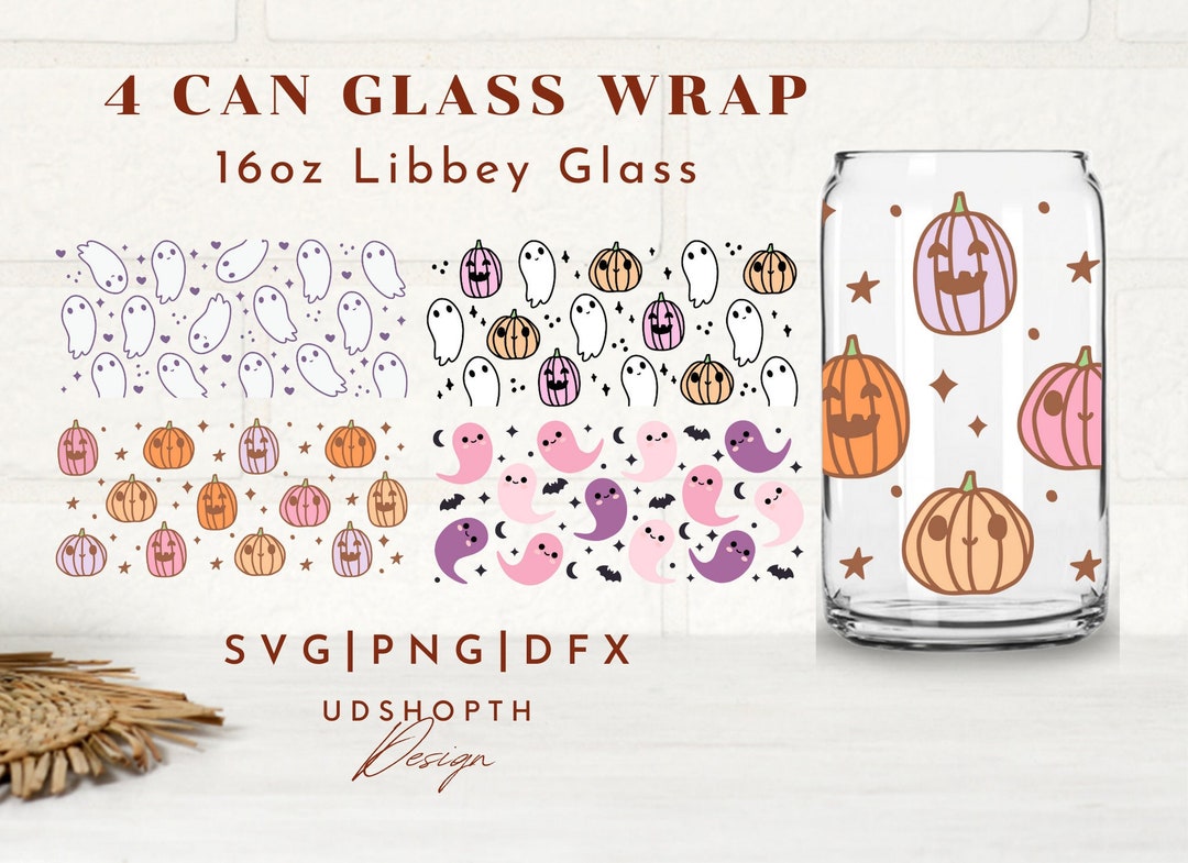 4 Cute Halloween Beer Can Glass Svg Bundle Cut File for Cricut, Retro ...