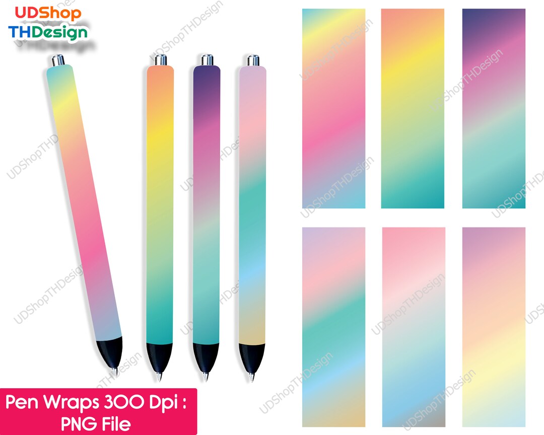 Ombre Pen Wraps, Sweet Pastel Pen Wraps, Color Pastel Gradient Pen ...