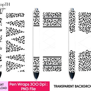 Leopard Pen Wraps, Cheetah Pen Wraps, Personalized Glitter Pen Wraps ...