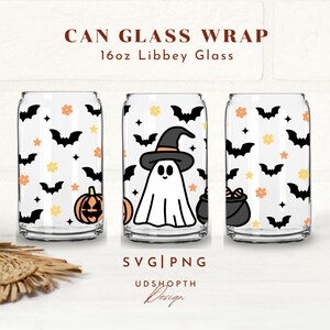Groovy Halloween 16oz Glass Can Wrap Svg, Retro Halloween, Hippie ...