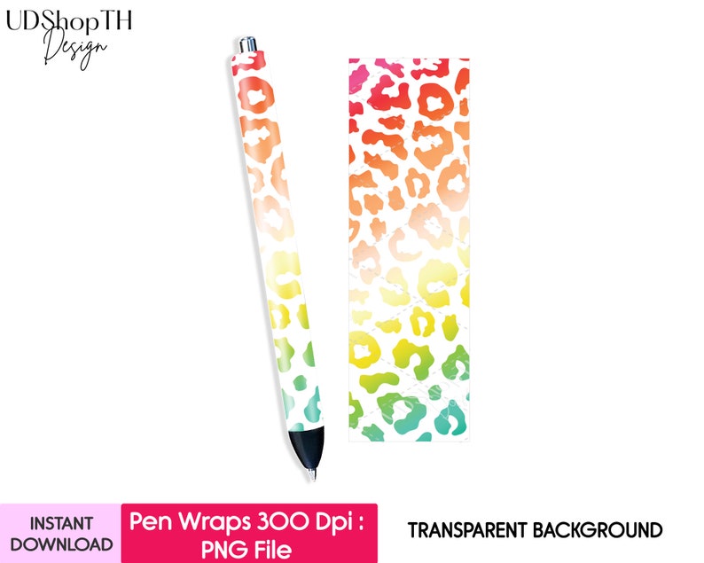 Rainbow Leopard Pen Wraps Leopard Pastel Pen Wrap Leopard - Etsy