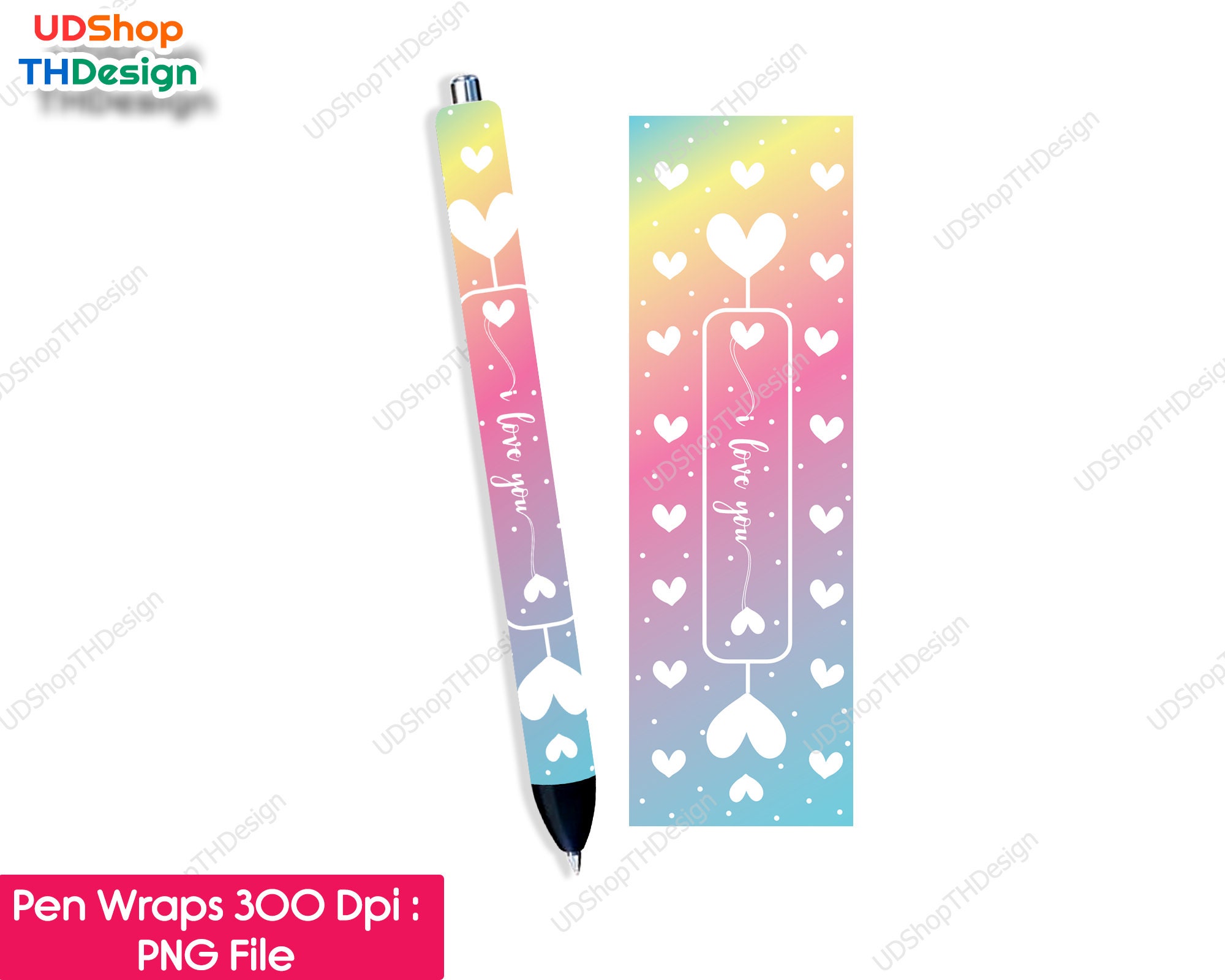 Rainbow Pen WrapsRainbow Heart Pen WrapsColor Pastel | Etsy