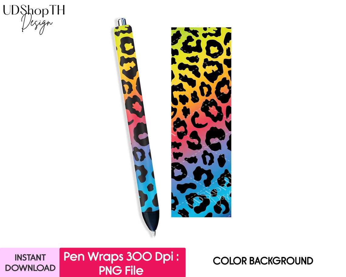 Rainbow Leopard Pen Wraps Safari Pen Wrap Leopard Pen Wrap | Etsy