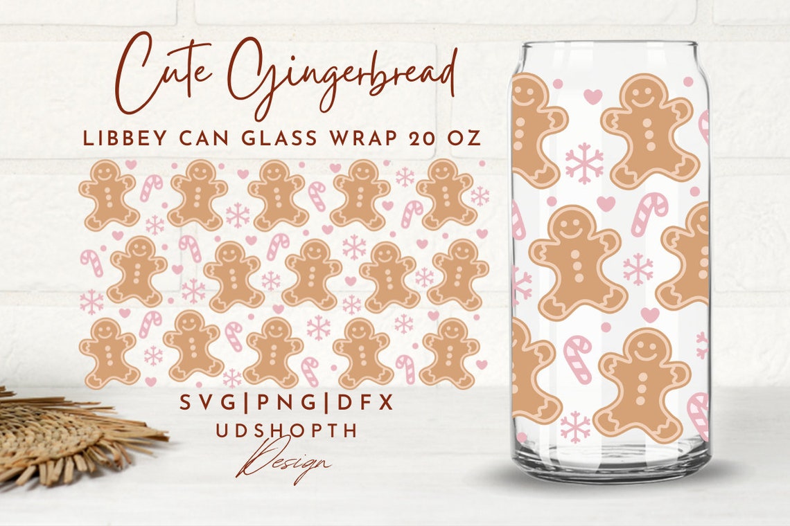 Gingerbread Man Beer Can Glass Svg 20oz Libbey Full Wrap Svg - Etsy