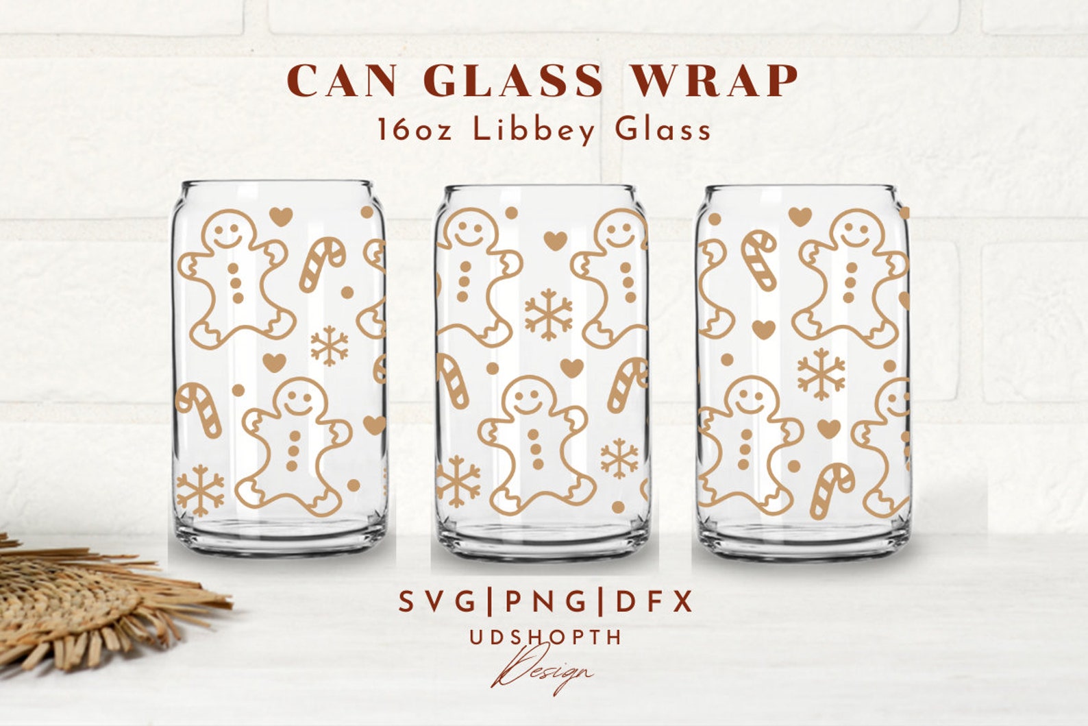 Gingerbread Man Beer Can Glass Svg, 16oz Libbey Full Wrap Svg, Pink ...