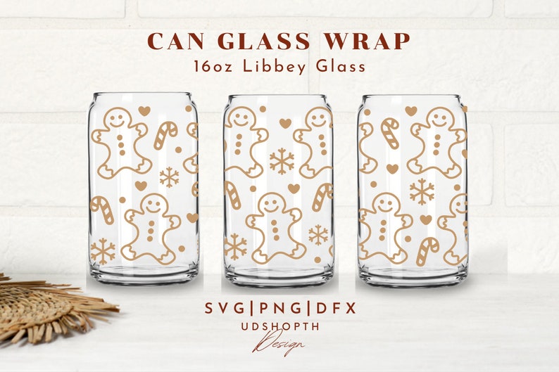 Gingerbread Man Beer Can Glass Svg, 16oz Libbey Full Wrap Svg, Pink ...