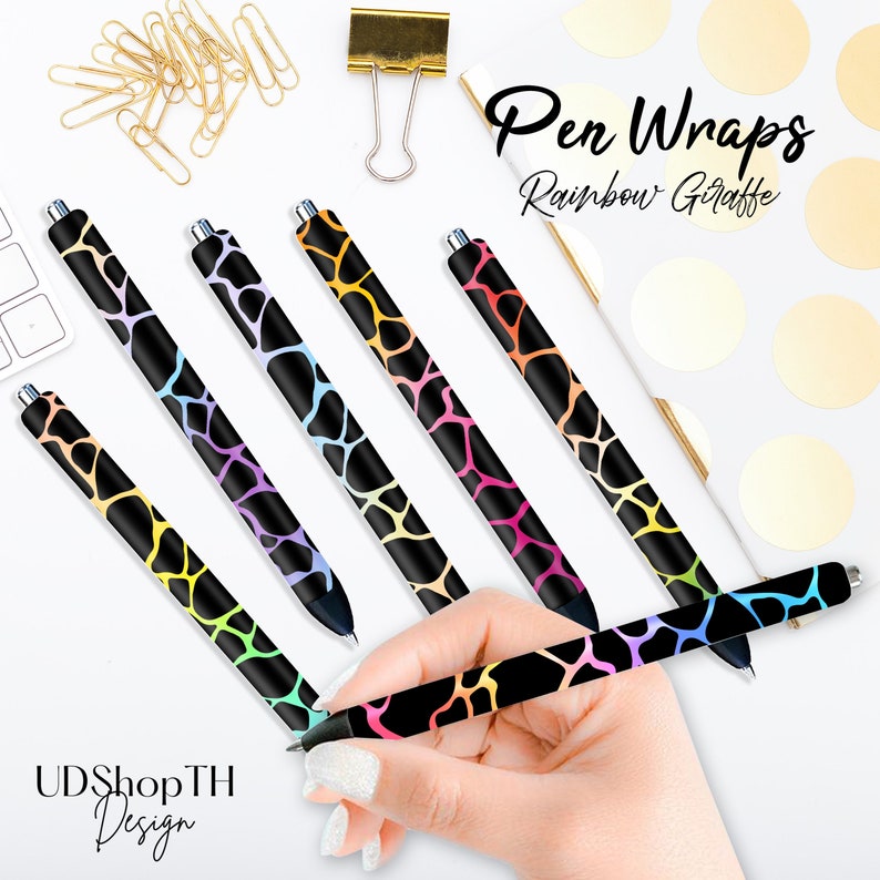 Giraffe Pen Wrap Rainbow Giraffe Pen Wrap Giraffe Pattern | Etsy