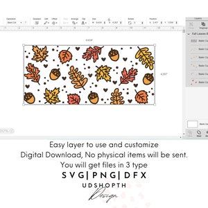 Autumn Leaves Can Glass Svg, 16oz Libbey Full Wrap Svg, Fall Season Svg ...