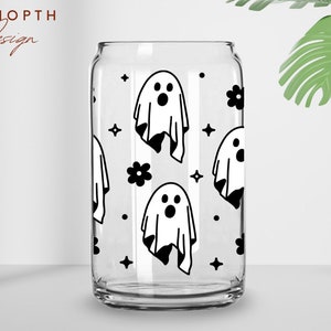 Daisy Ghost Svg,retro Flower Svg,16oz Libbey Can Glass Wrap Svg ...