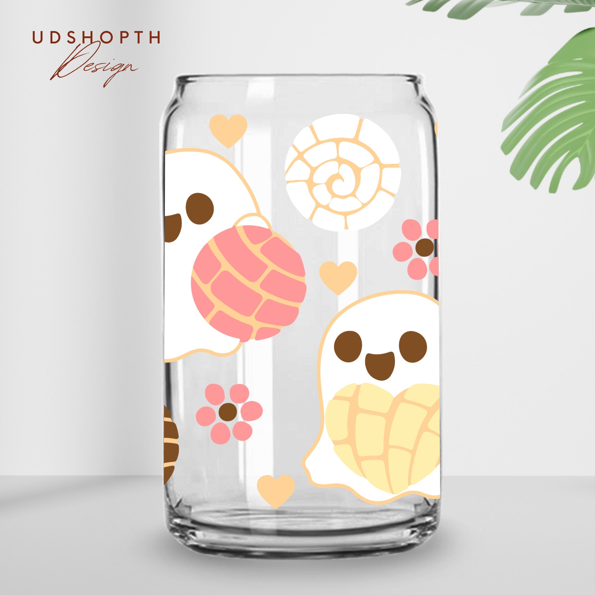 Spooky Conchas Glass Can Svg, 16oz Libbey Wrap Svg, Cute Ghost Svg ...