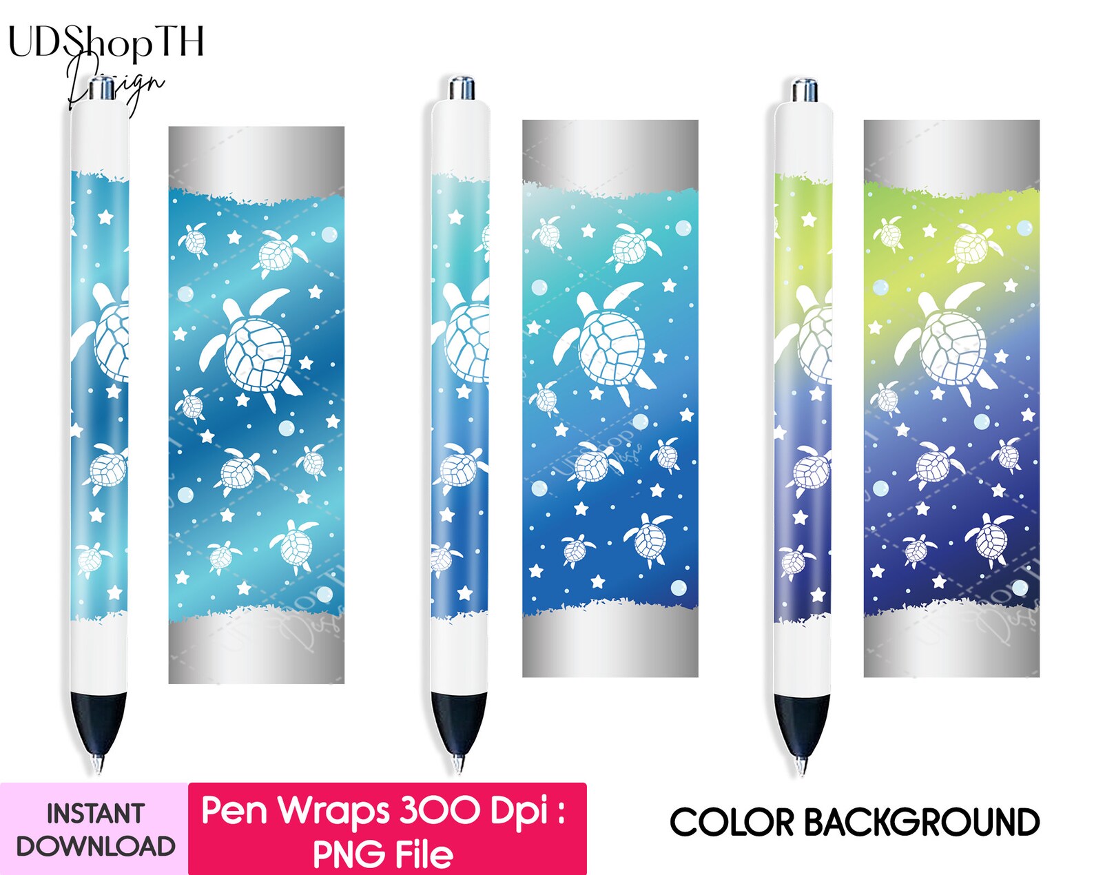 Sea Turtle Pen Wraps, Turtle Png, Turtle Love Pen Wraps, Gradient Pen ...