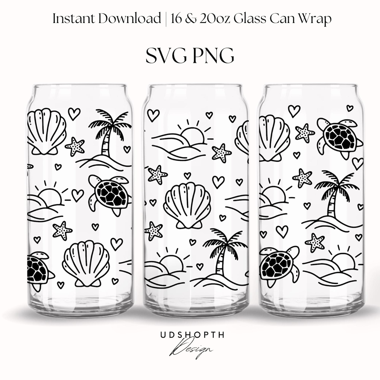 Summer Beach Libbey Svg, Wrap for Libbey 16oz Can Glass, Tropical ...