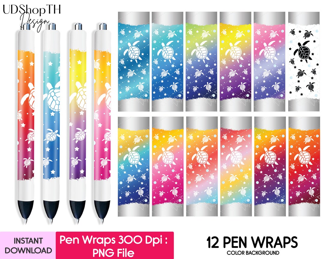 Sea Turtle Pen Wraps, Turtle Png, Turtle Love Pen Wraps, Gradient Pen ...
