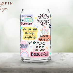 Cup of Positivity Png, 16oz Libbey Glass Can Png File Cup Wrap, Self ...