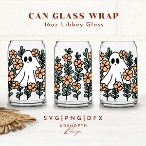 Retro Ghost Flowers Svg, Floral Ghost Svg, 16oz Can Glass Svg ...