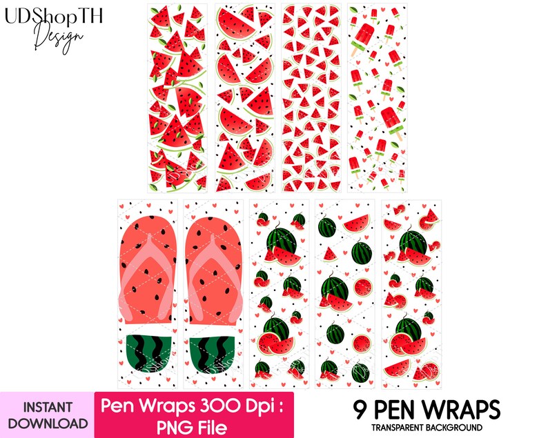 Watermelon Pen Wraps Watermelon Pen Fruit Pen Wraps PNG - Etsy