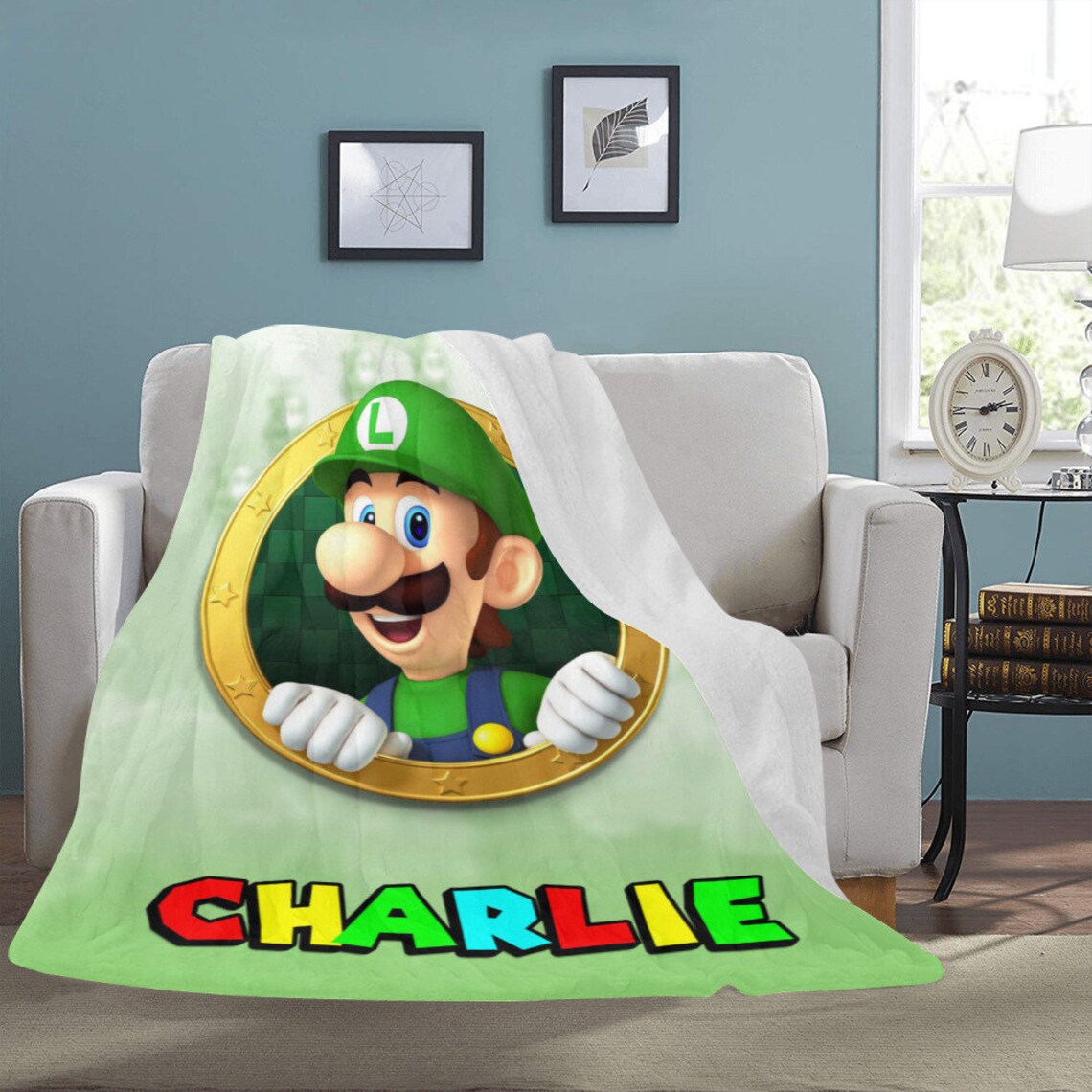 Luigi Gift Blanket Super Mario Gift Blanket - Etsy