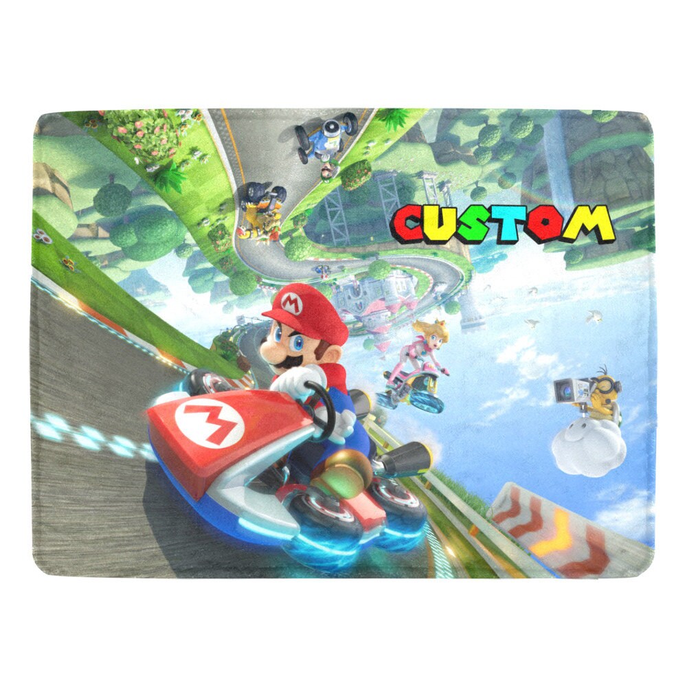 Super Mario Kart Blanket, Custom Super Mario Name Blanket, Personalized ...