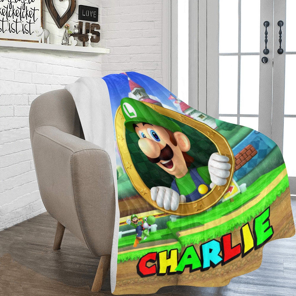 Luigi Gift Blanket Super Mario Gift Blanket - Etsy