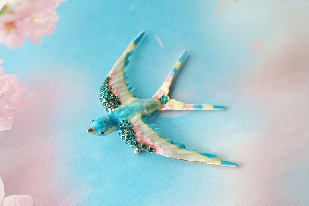 Bird Brooch Blue Swallow Brooch Animal Brooch, Fancy Brooch, Cute ...