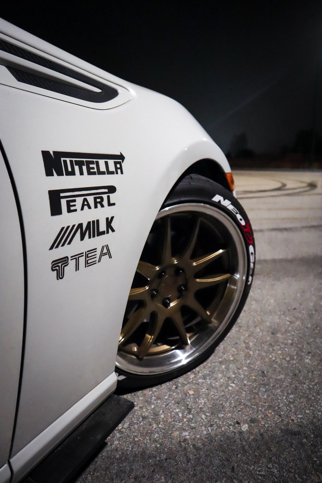 Funny Car Sponsor Decals Sticker | Permanent Vinyl | Nutella Pearl Milk ...